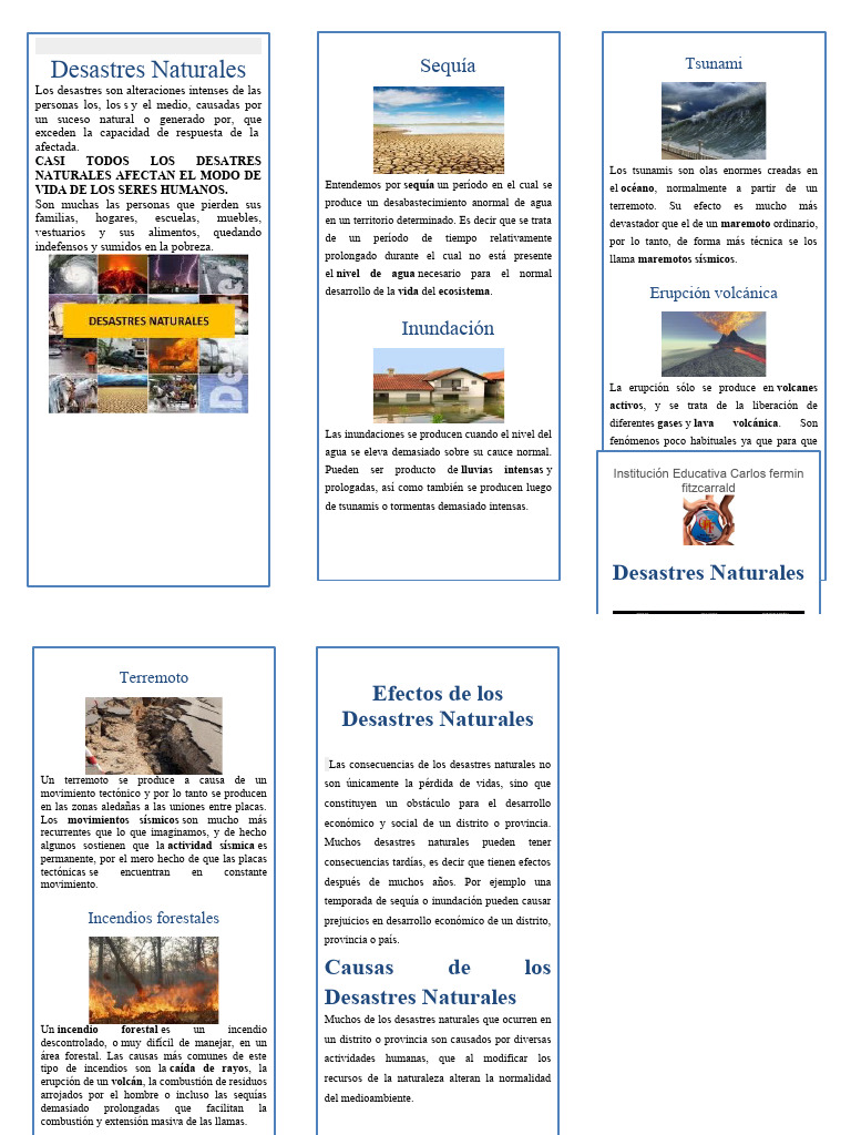 Triptico Desastres Naturales | Descargar gratis PDF | Tsunami ...