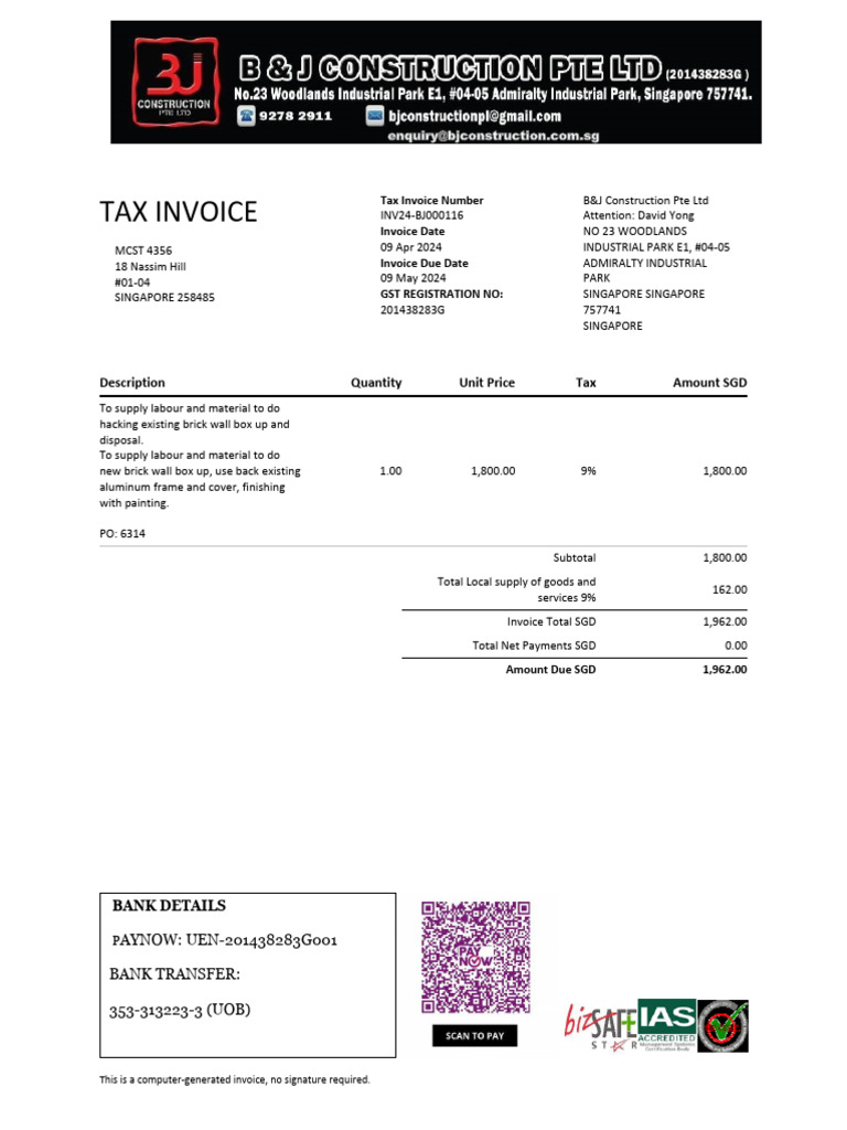Invoice INV24-BJ000116 | PDF | Invoice | Taxes