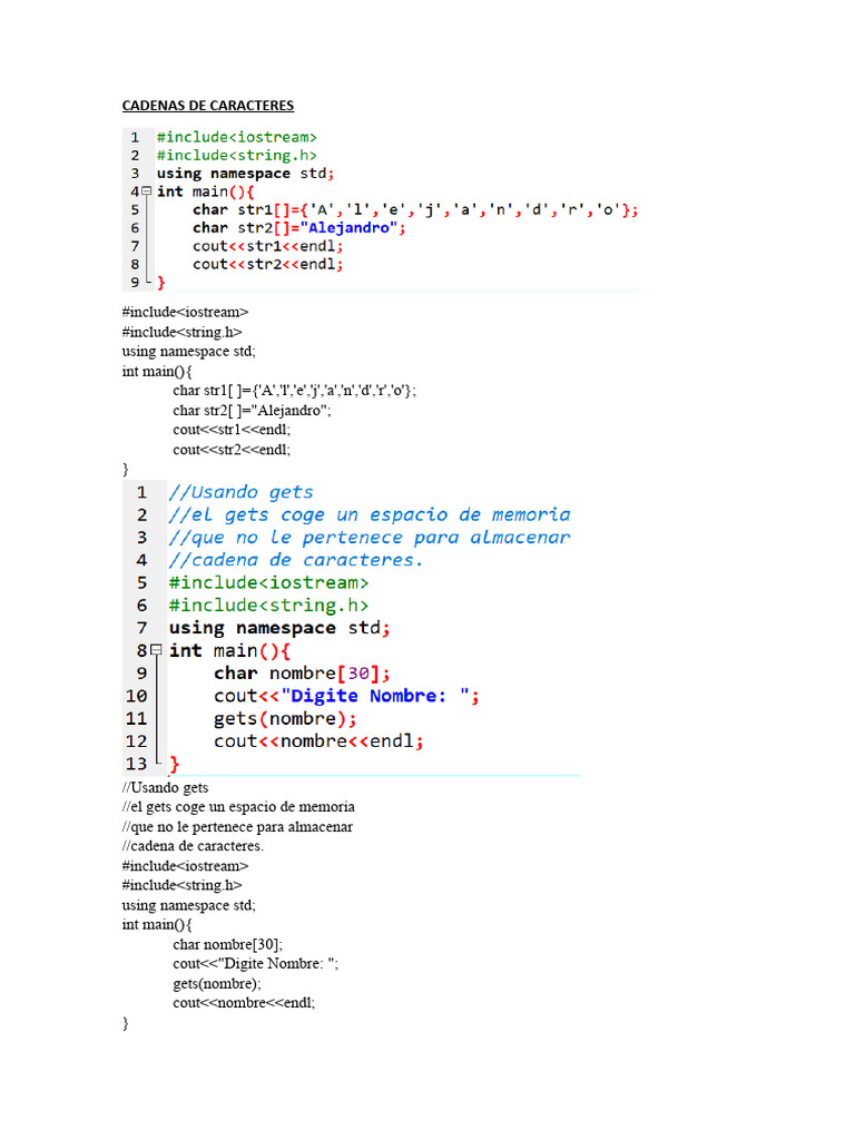 Cadenas de Caracteres | PDF | Programación de computadoras | Ingeniería de software