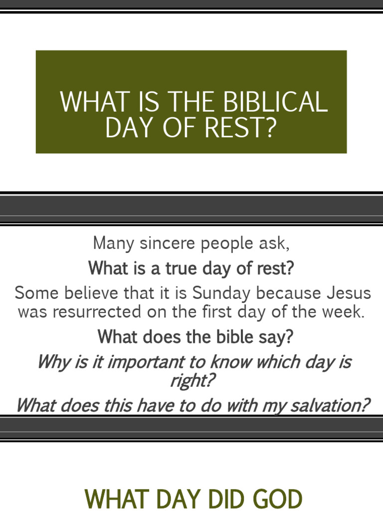 Biblical Day of Rest | PDF | Biblical Sabbath | Sabbath In Christianity
