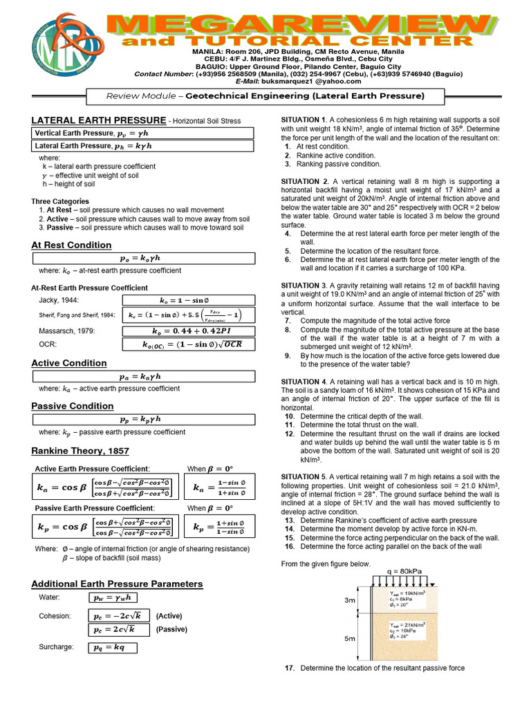 RM 47 - Geotechnical Engineering 7 (Conditions-Theory) | PDF | Physics | Applied And ...