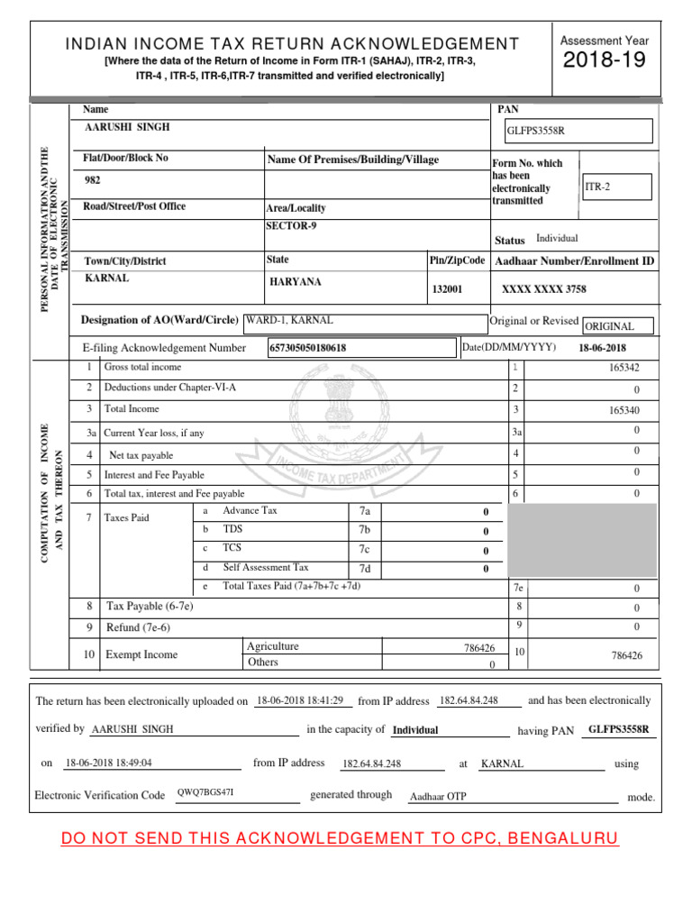 Itr 18-19 | Download Free PDF | Wealth | Income