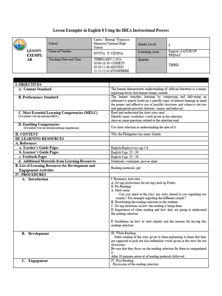 Catch Up Friday DLL | PDF | Learning | English Language