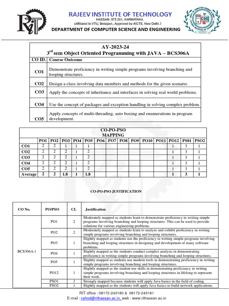 BCS306A Justification CSE | PDF | Class (Computer Programming) | Engineering