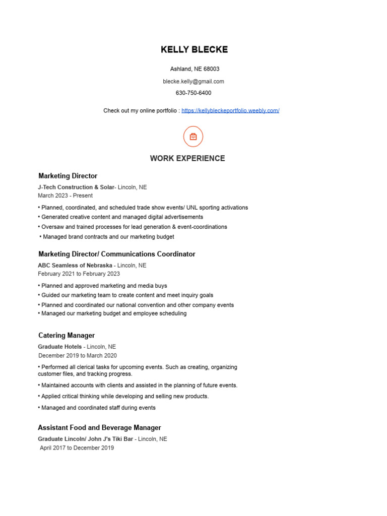 Marketing Director Resume - Kelly Blecke | PDF | Marketing | Lincoln