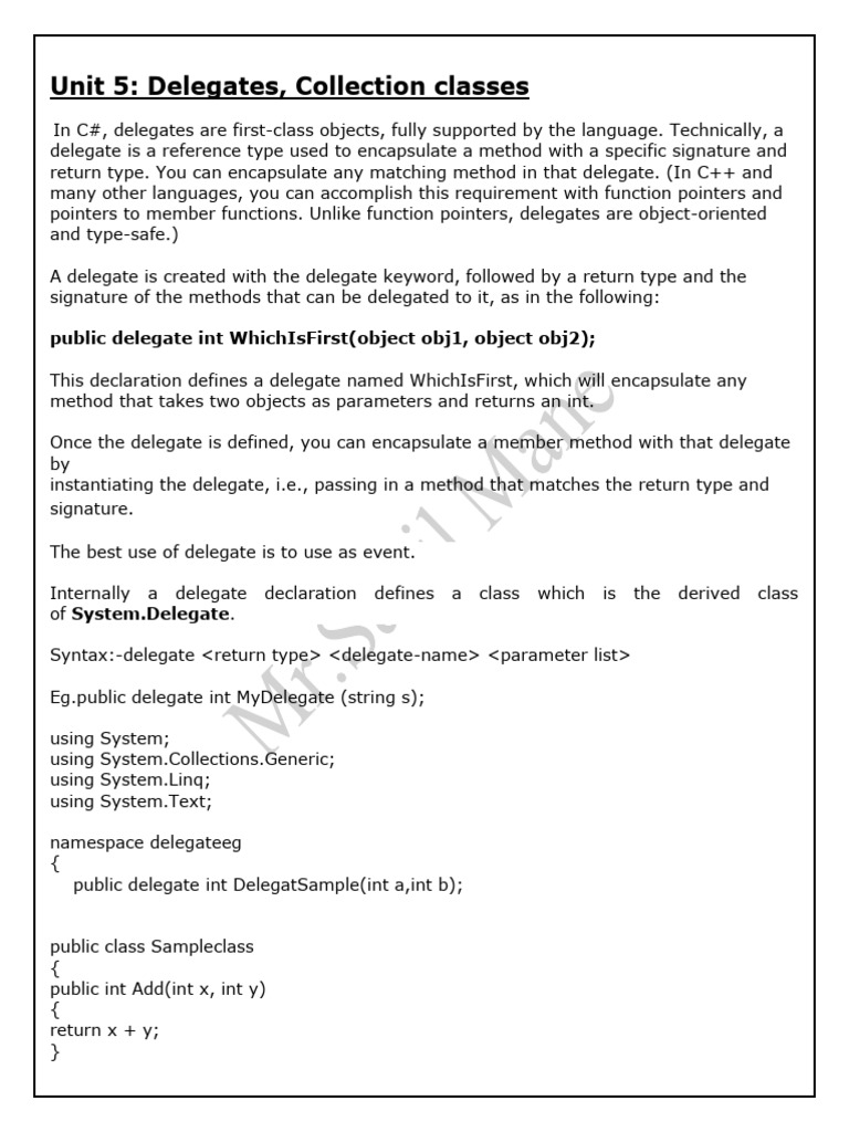 Unit 5 Delegates, Collection Classes | PDF | Queue (Abstract Data Type ... Unit 5 Delegates, Collection Classes | PDF | Queue (Abstract Data Type ...