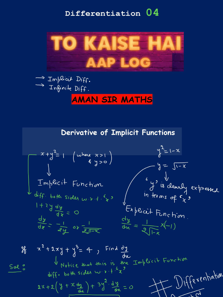 Differentiation 04 - Aman Sir - Bhannat Maths - Compressed | PDF