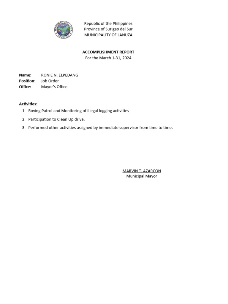 Accomplishment Report | PDF
