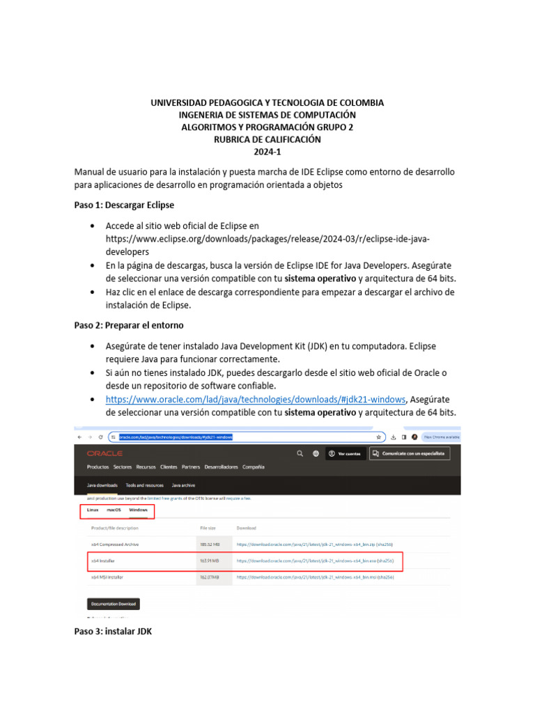 Manual y Taller de Instalación | PDF | Eclipse (software) | Entorno de desarrollo integrado