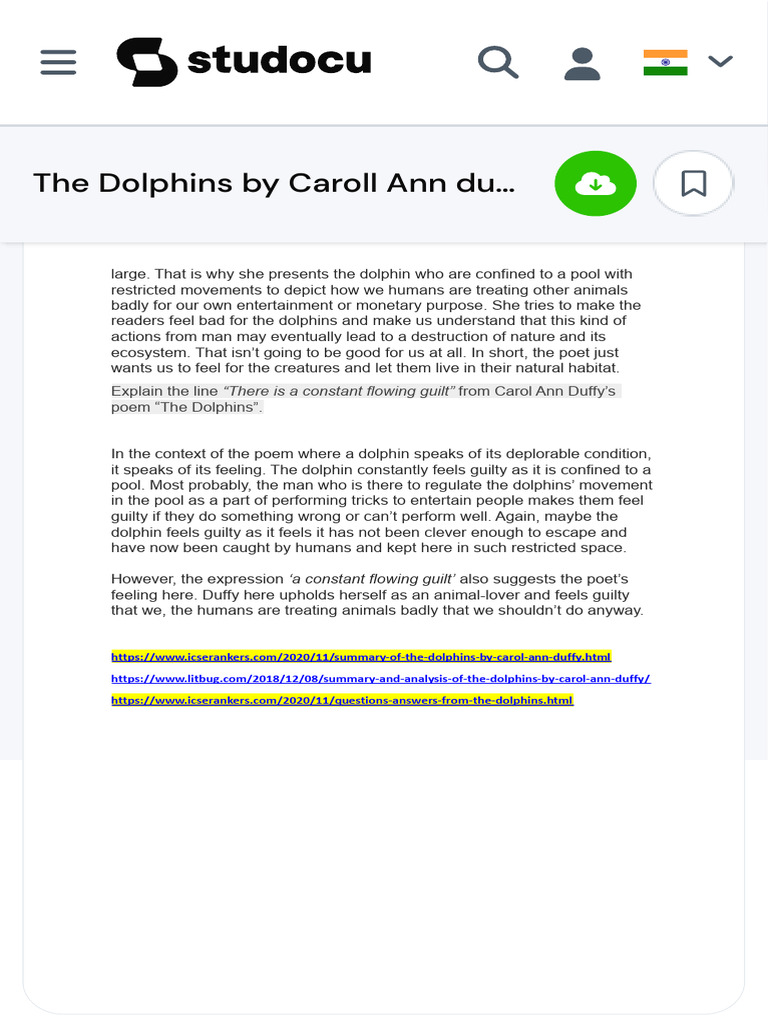 The Dolphins by Caroll Ann Duffy - It Tries To Enumerate The Emotions of A Dolphin Which Was ...