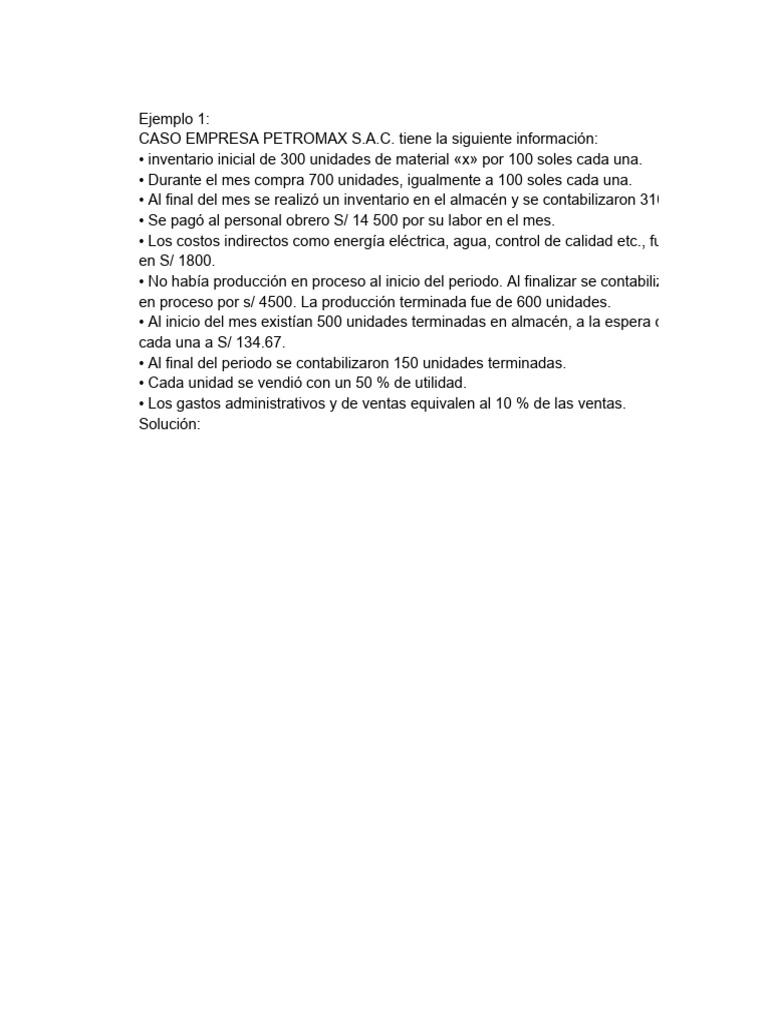 Caso Petramax Sac Ejerccios | PDF | Economias