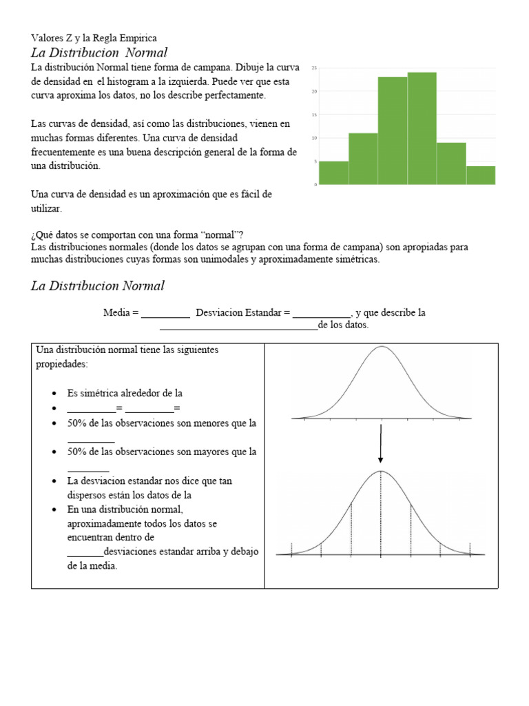 Valores Z y La Regla Empirica | PDF | Distribución normal | Desviación ...