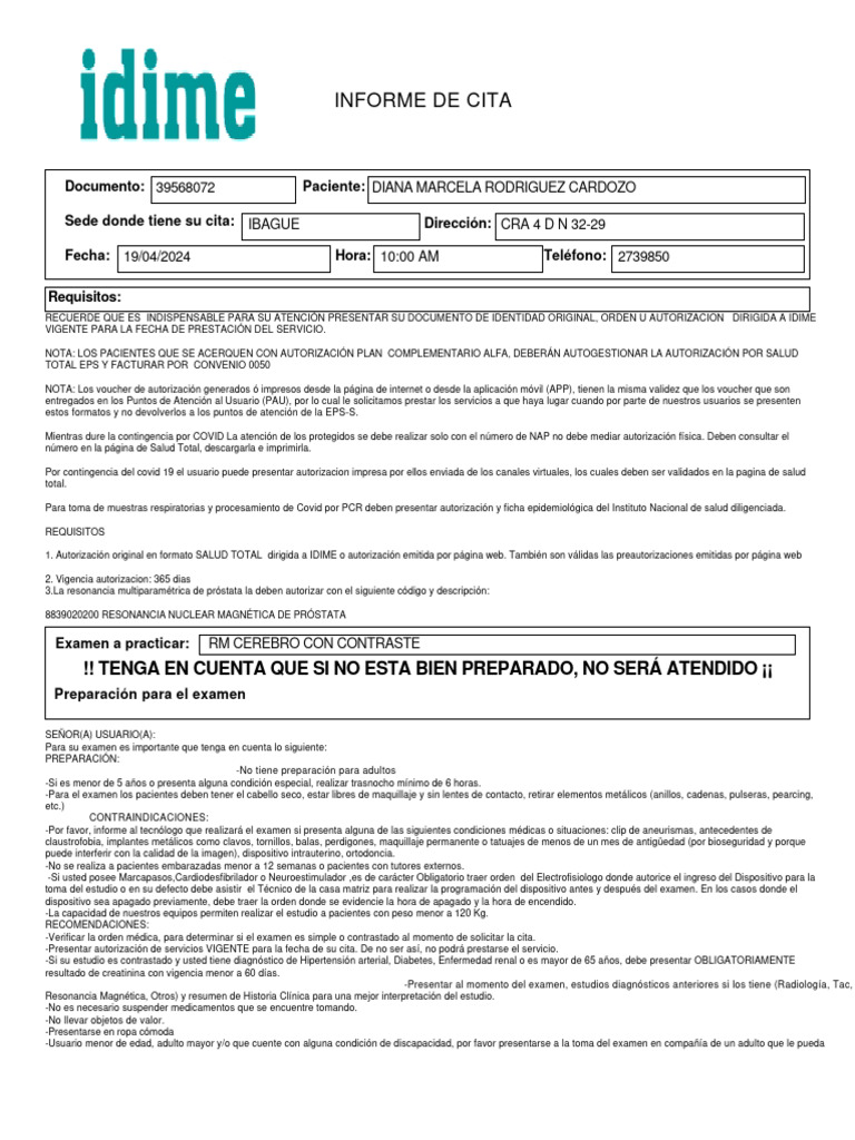 Cita MEDICO | PDF | Medicina CLINICA | Especialidades Medicas