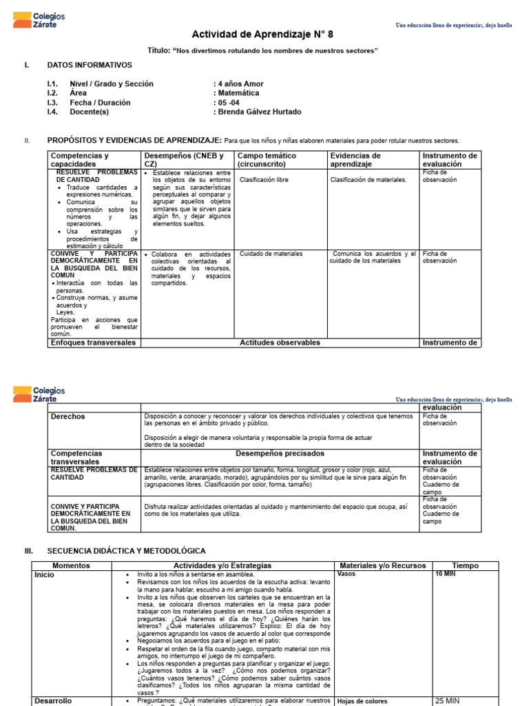 Actividad de Aprendizaje N°8 - 2024 | PDF | Aprendizaje | Evaluación