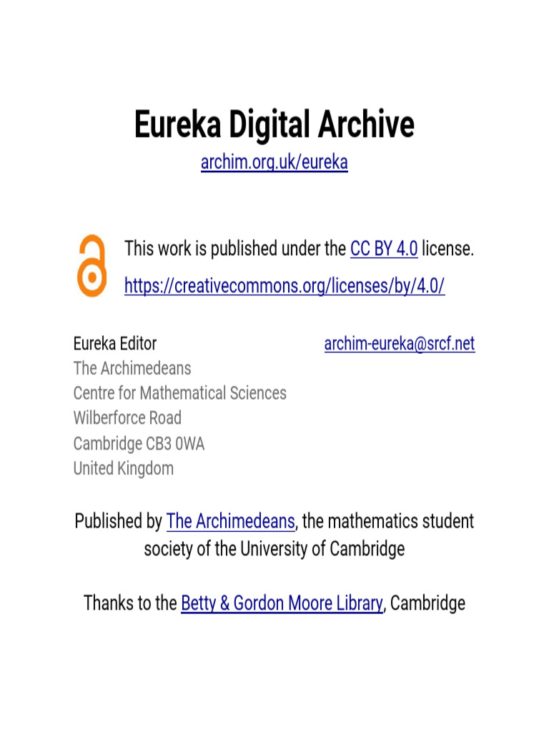 Eureka Digital Archive Overview | PDF | Mathematical Proof | Mathematics