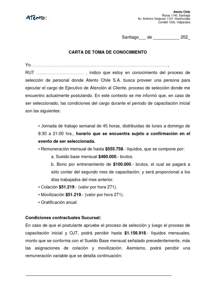 Carta Toma de Conocimiento_rac Oocc (Antofagasta - Calama) (1) | PDF