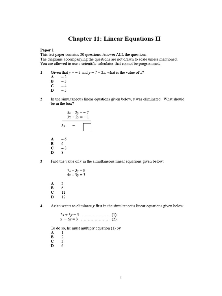 Chapter 11 Linear Equations Ii Pdf Equations Mathematical Analysis 5832