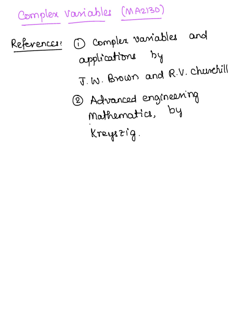 Complex Variables MA2130 | PDF