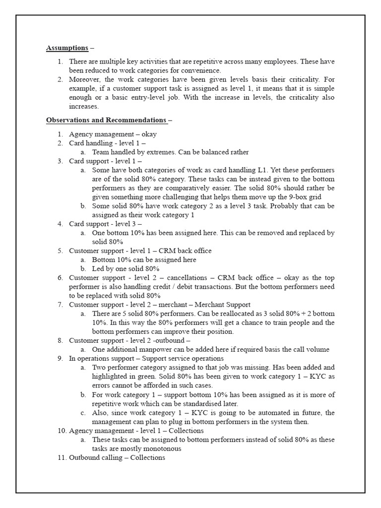 Assumptions, Observations and Recommendations | PDF | Credit Card ...