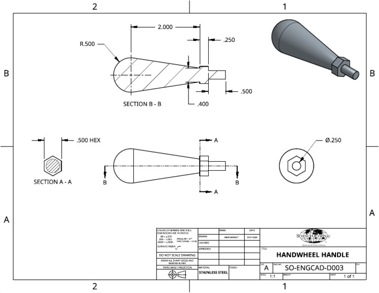 Handwheel Handle Drawing | PDF