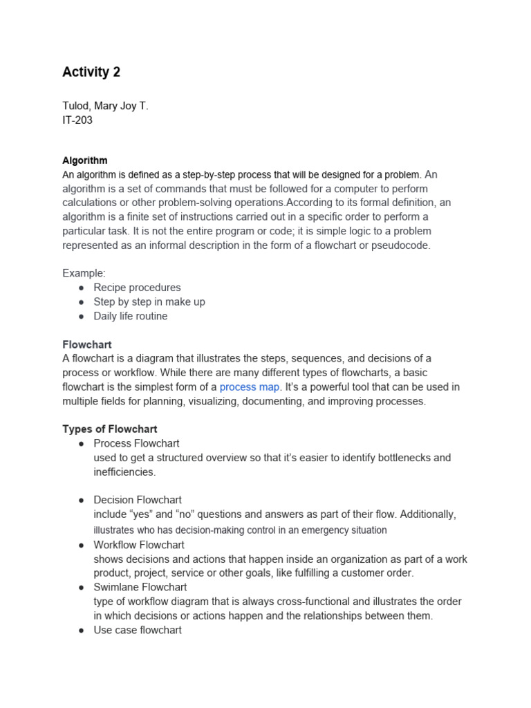 Activity 2 | PDF | Algorithms | Computing