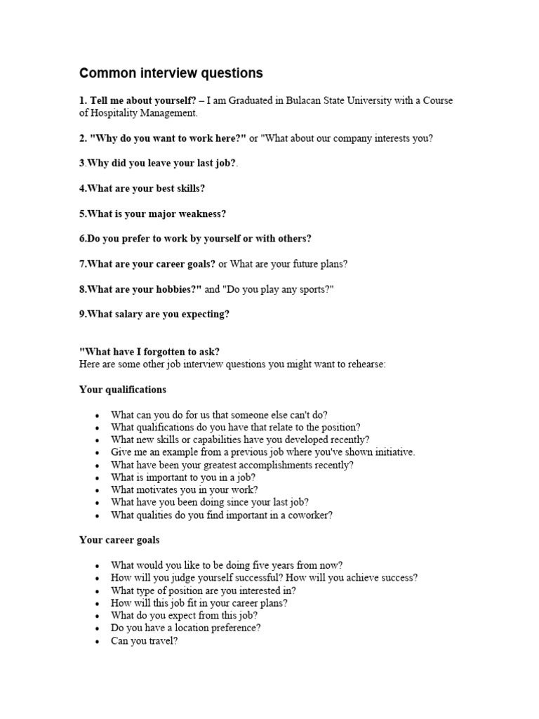 Common Interview Questions 2 | PDF | Résumé | Job Interview