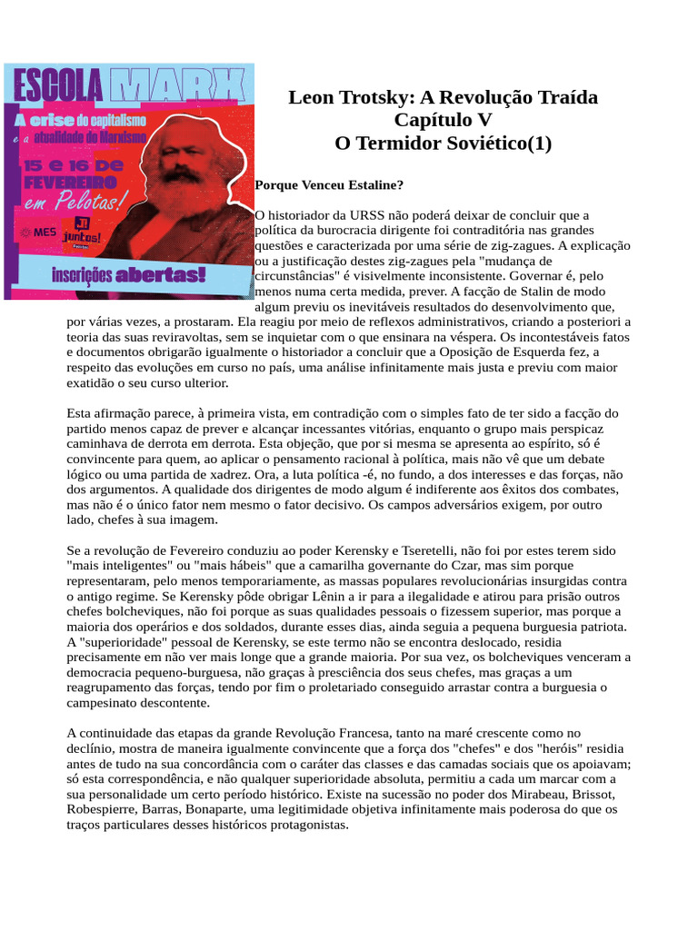 A Revolucao Traida Trotsky Cap V - o Termidorviético | PDF | União ...