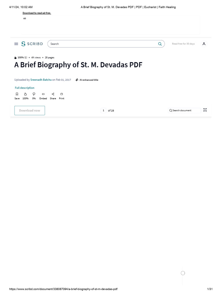 A Brief Biography of Sri. M. Devadas PDF | PDF | Websites | Software