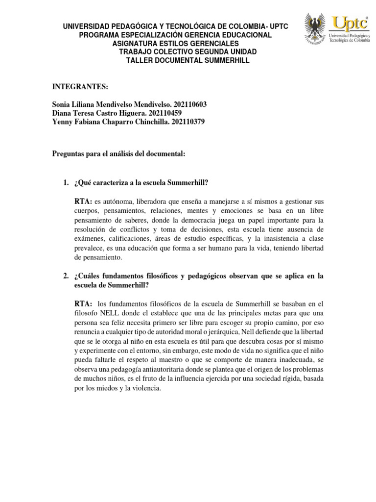 Análisis de Summerhill: Libertad y Educación | PDF | Enseñando | Escuelas
