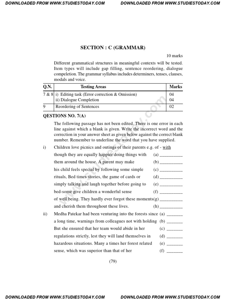 CBSE Class 11 English Grammer | PDF