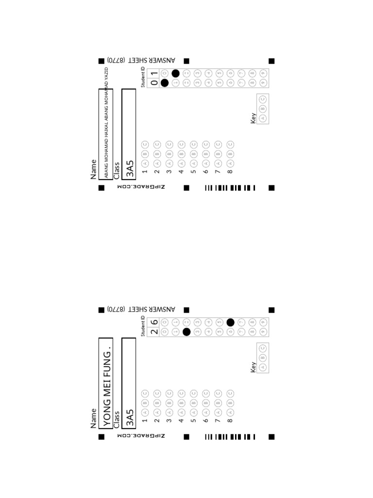 Student Answer Sheets | PDF