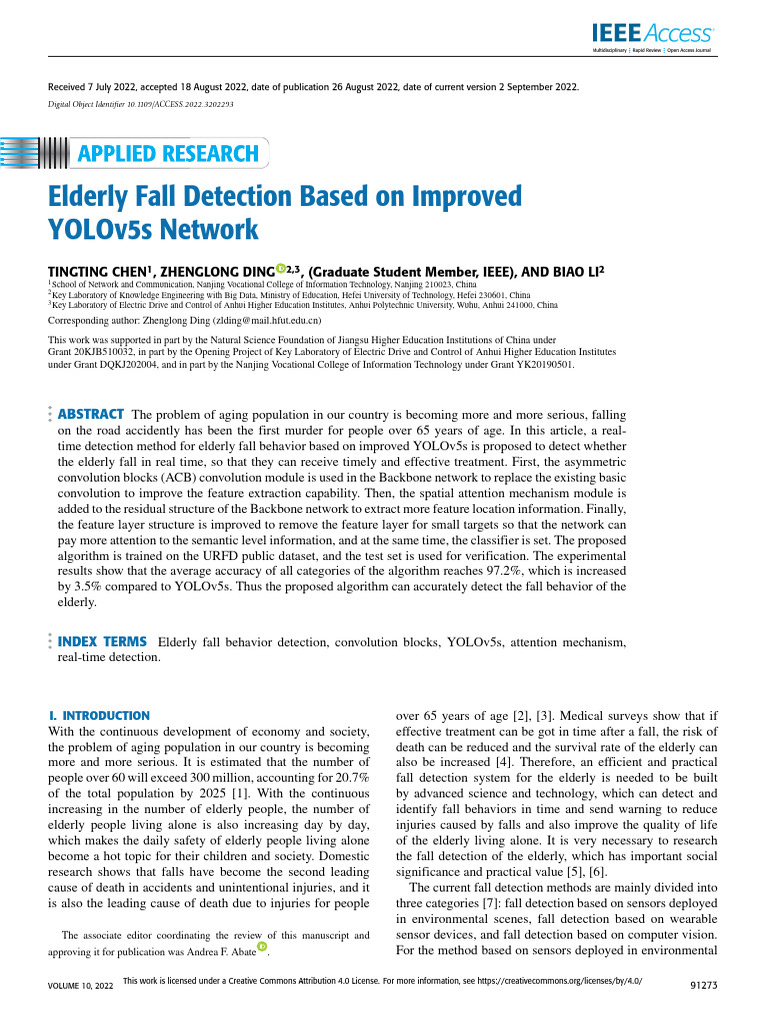 Elderly Fall Detection Based On Improved Yolov5s Network Pdf Attention Computer Vision