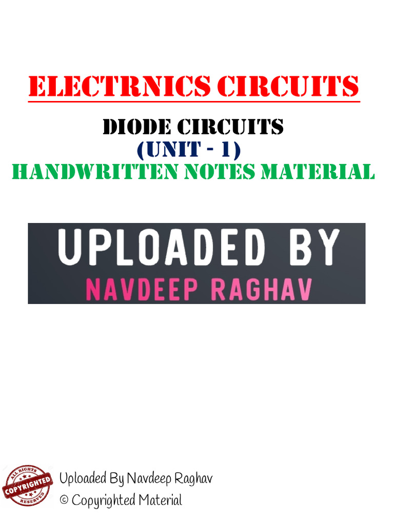 Analog Electronics(Unit 1) - Diode Circuits Handwritten Notes Material ...