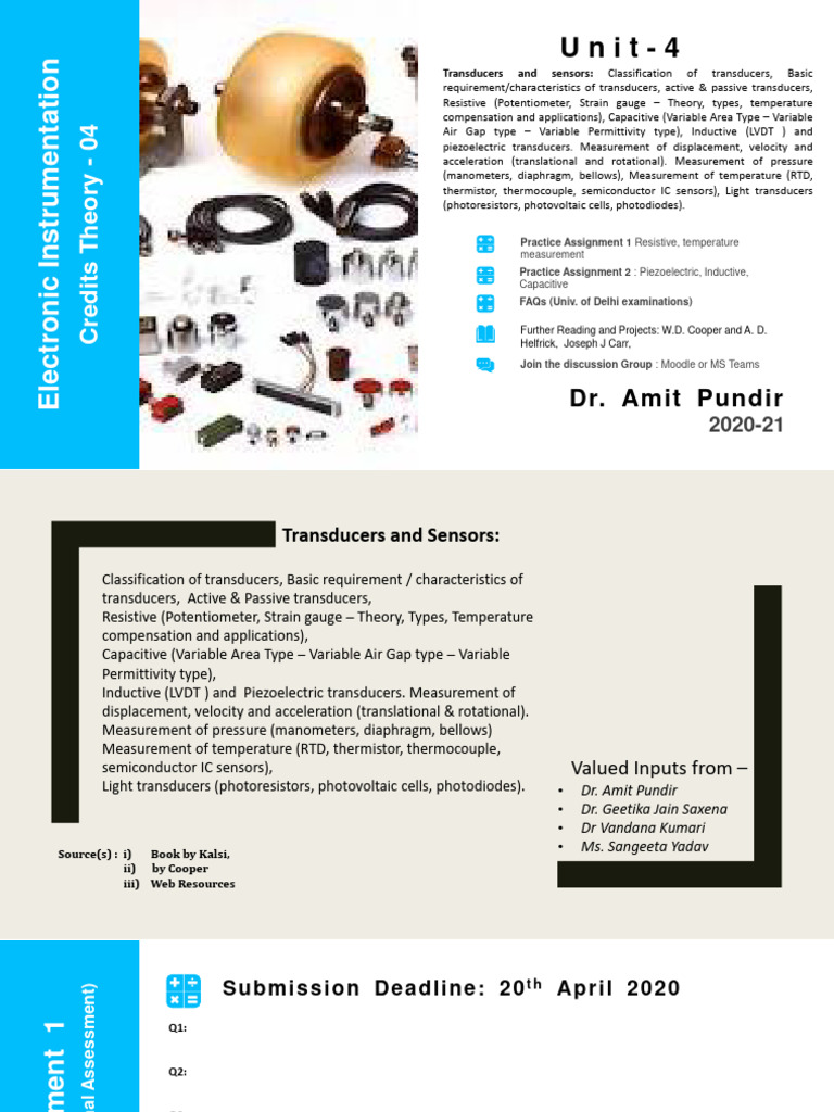 Unit 4 - Basic Instrumentation and Measurement Techniques PPT Notes ...
