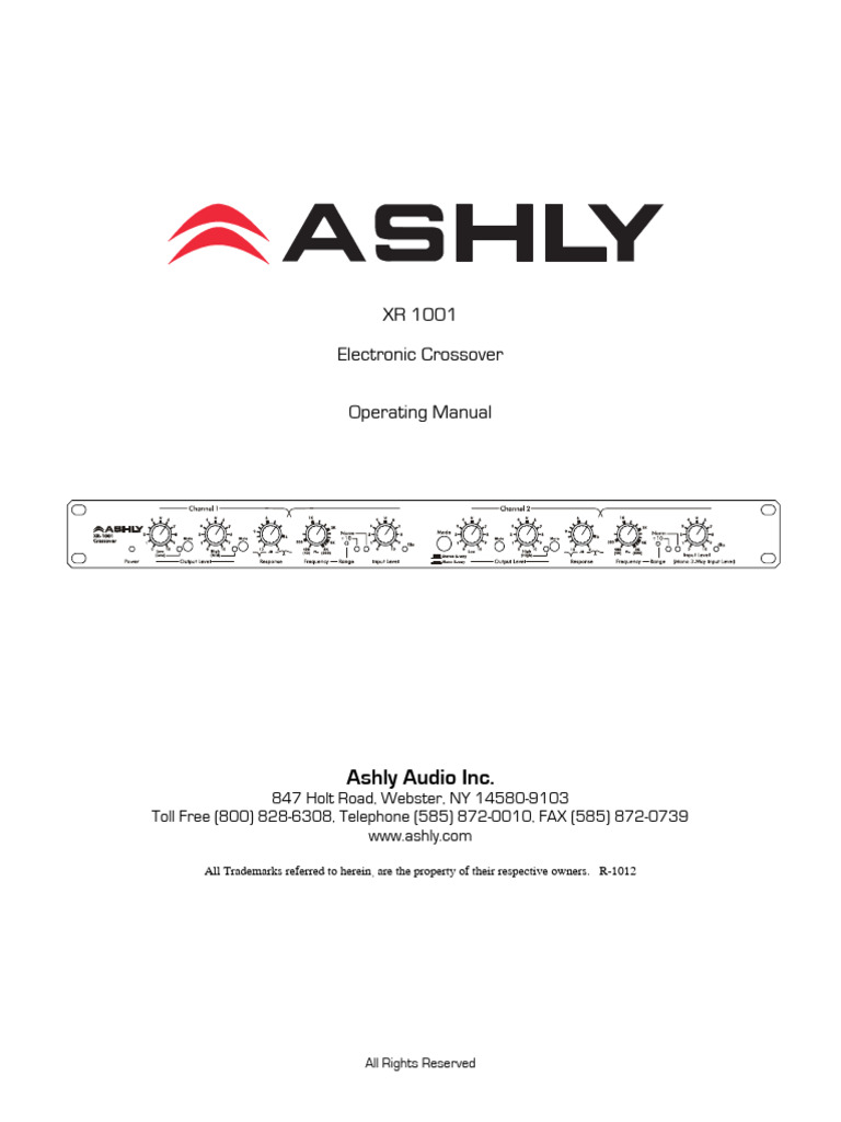 XR 1001 Electronic Crossover Operating Manual: Ashly Audio Inc | Download Free PDF | Loudspeaker ...
