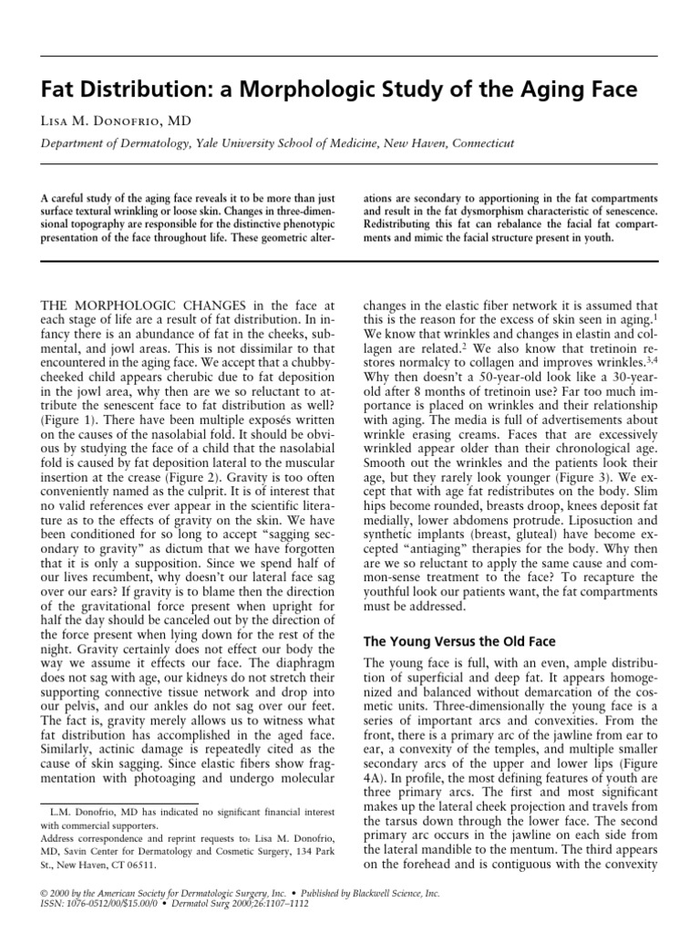 Aging Face Fat Distribution Study | PDF | Atrophy | Face