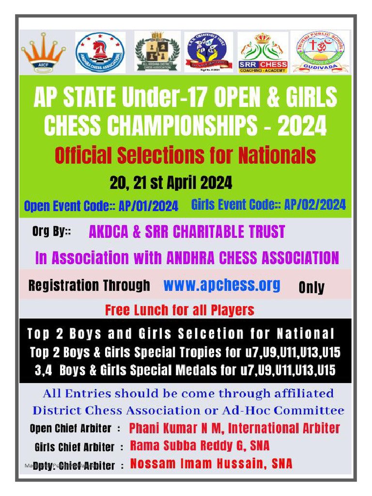 Andhra Pradesh State U17 Open & Girls Chess Championship-2024-3 | PDF | Fee
