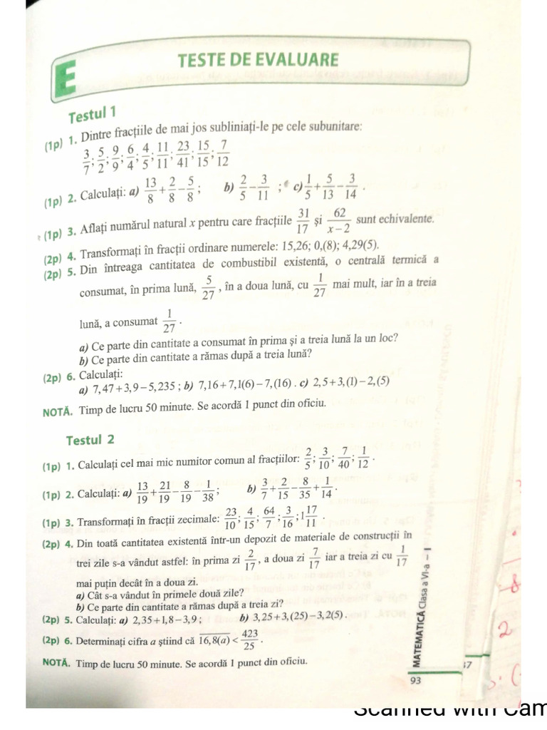 Tema Vacanta Paste Matematica | PDF