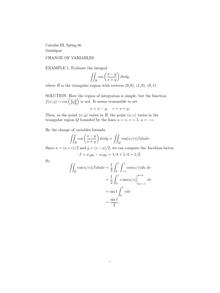 Change of Var Examples | PDF | Mathematical Logic | Algebra