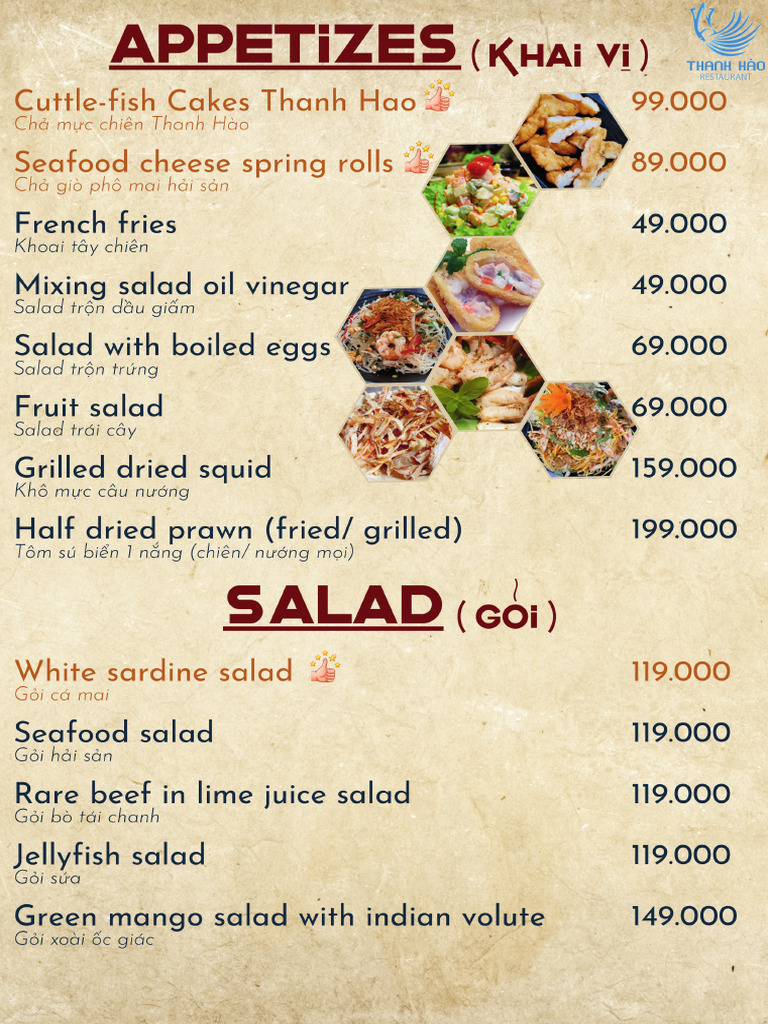 Menu English TH | PDF