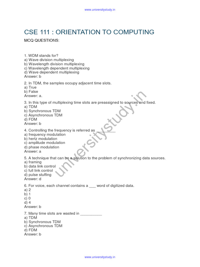 Cse 111 MCQ-3 PDF | PDF | World Wide Web | Internet & Web