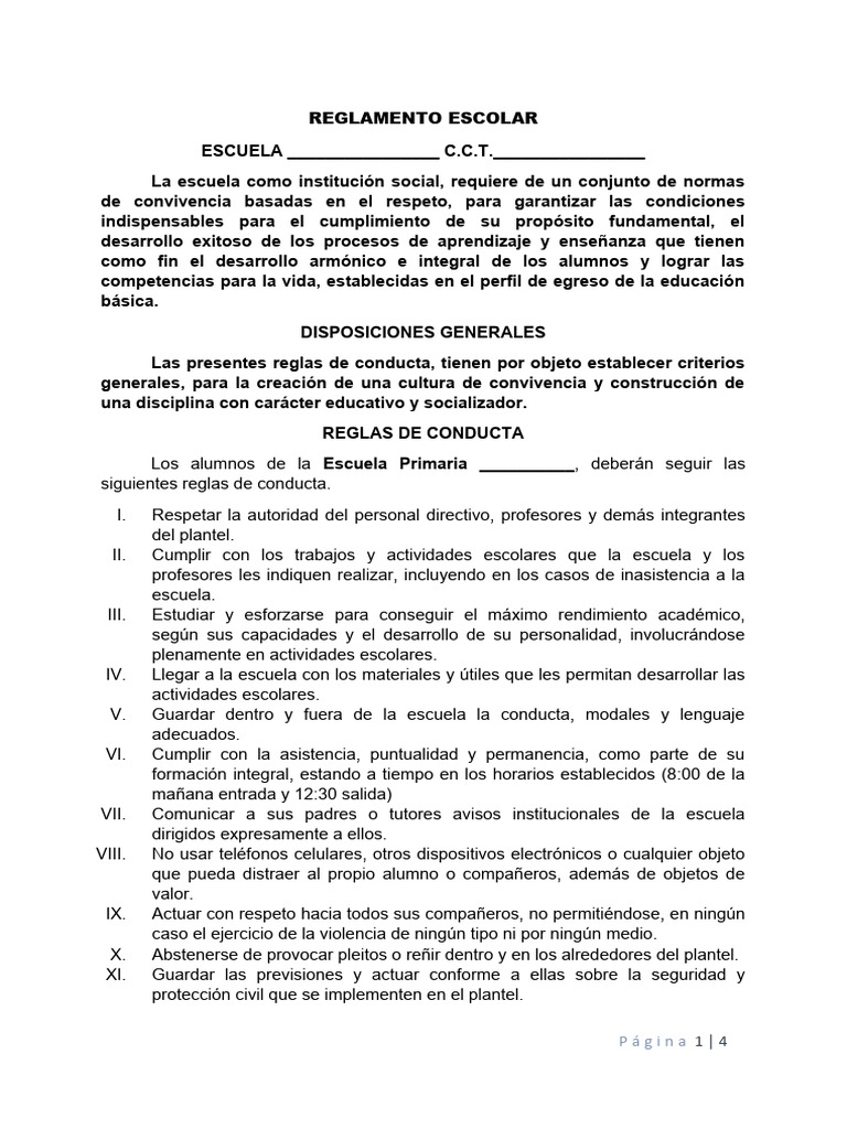 REGLAMENTO ESCOLAR 2016 | PDF | Escuelas | Educación primaria