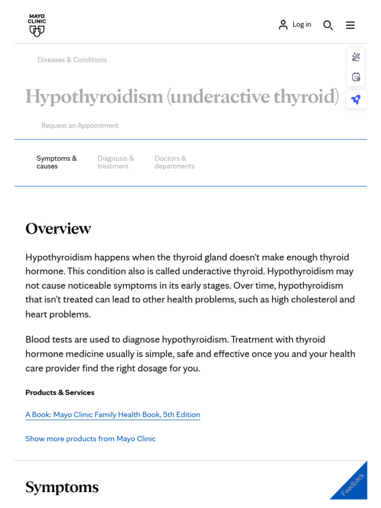 Hypothyroidism (Underactive Thyroid) - Symptoms and Causes - Mayo ...