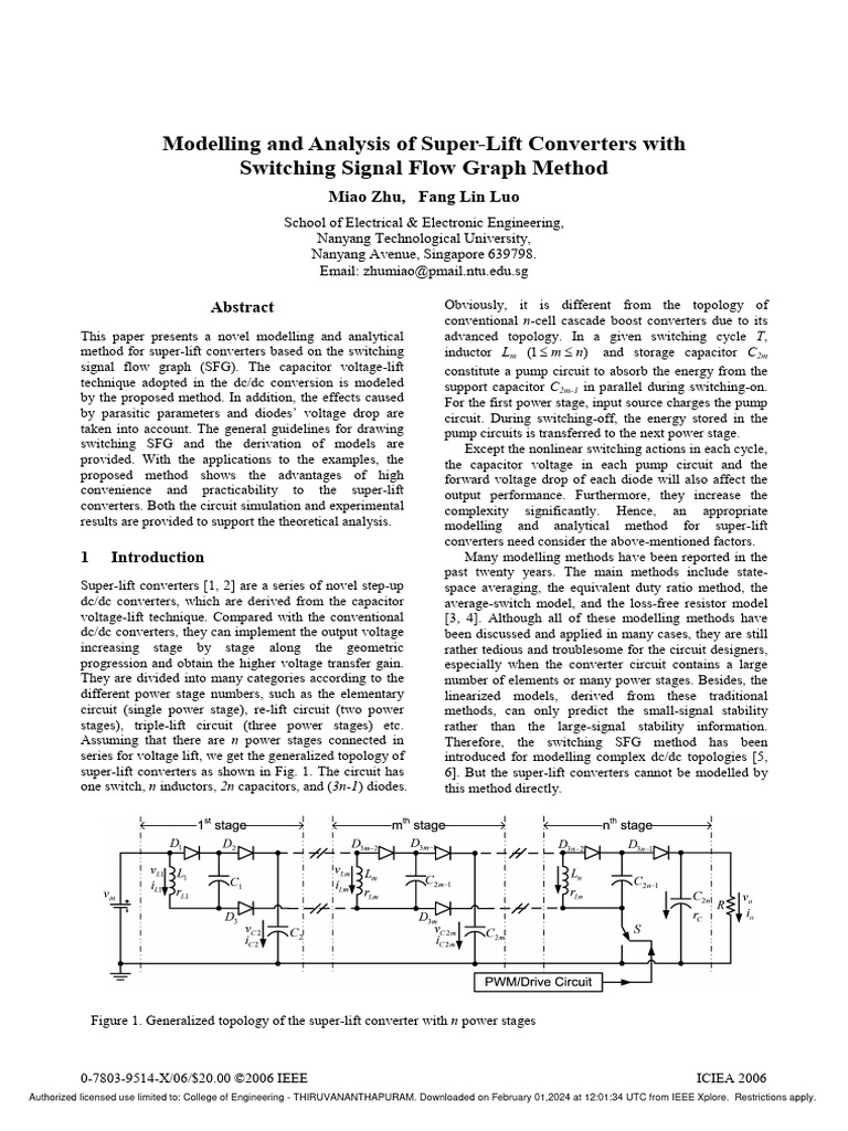 Modelling and Analysis of Super-Lift Converters With Switching Signal Flow Graph Method | PDF ...