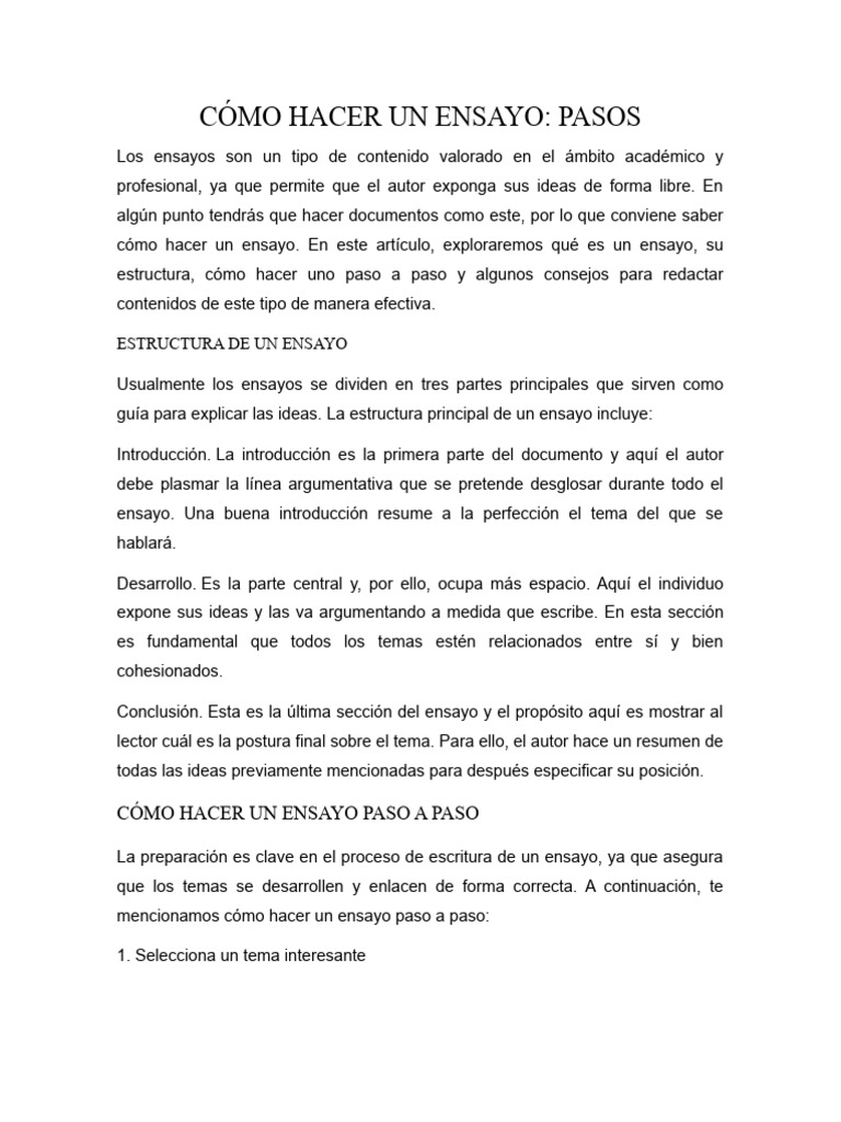 Cómo Hacer Un Ensayo | PDF | Ensayos