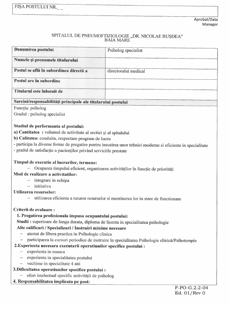 Fisa Postului 18102021 | PDF