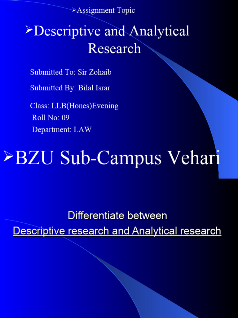 Descriptive and Analytical Research: BZU Sub-Campus Vehari | PDF ...