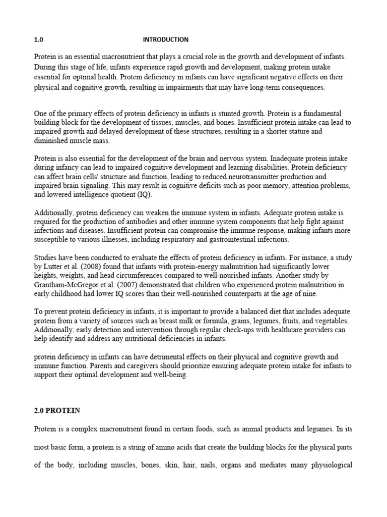The Effect of Protein Deficiency in Infants | PDF | Malnutrition | Food ...