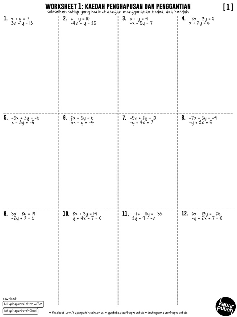(Worksheet KSSM AddMaths) Bab 3 - Sistem Persamaan (Form 4) | PDF