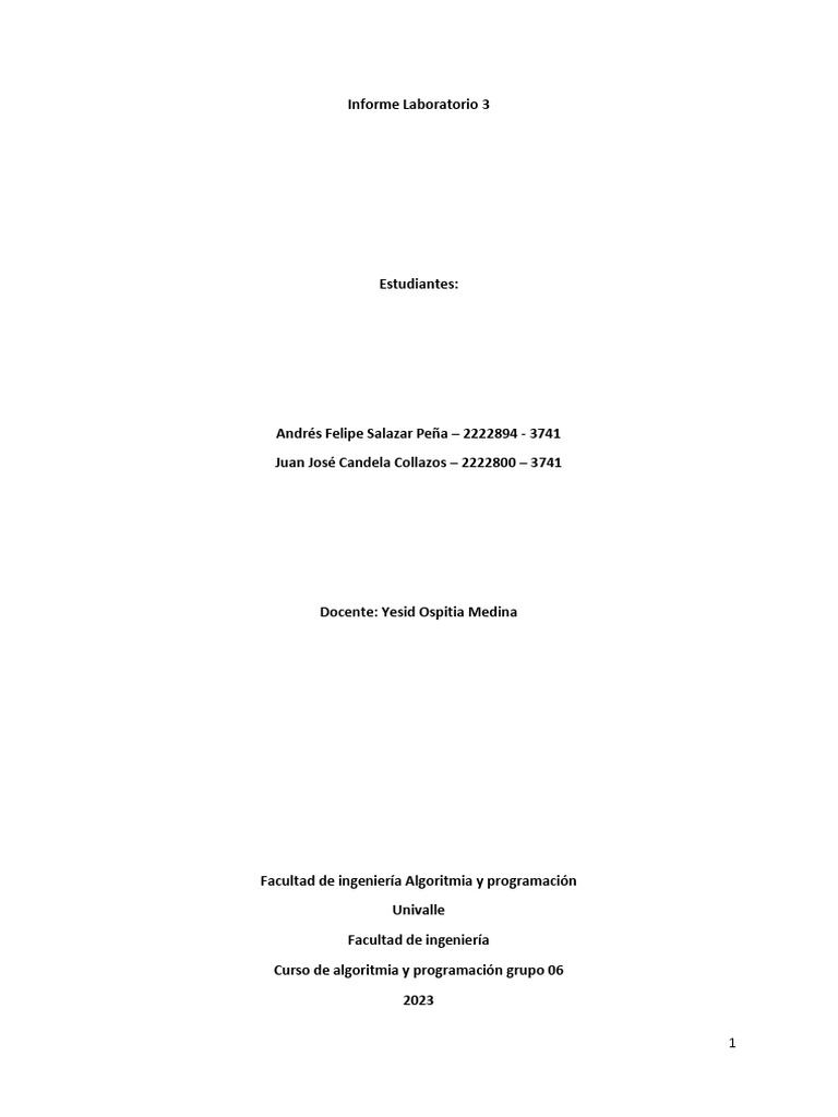 Informe de Algoritmia y Programación | PDF | Algoritmos | Matemáticas Aplicadas